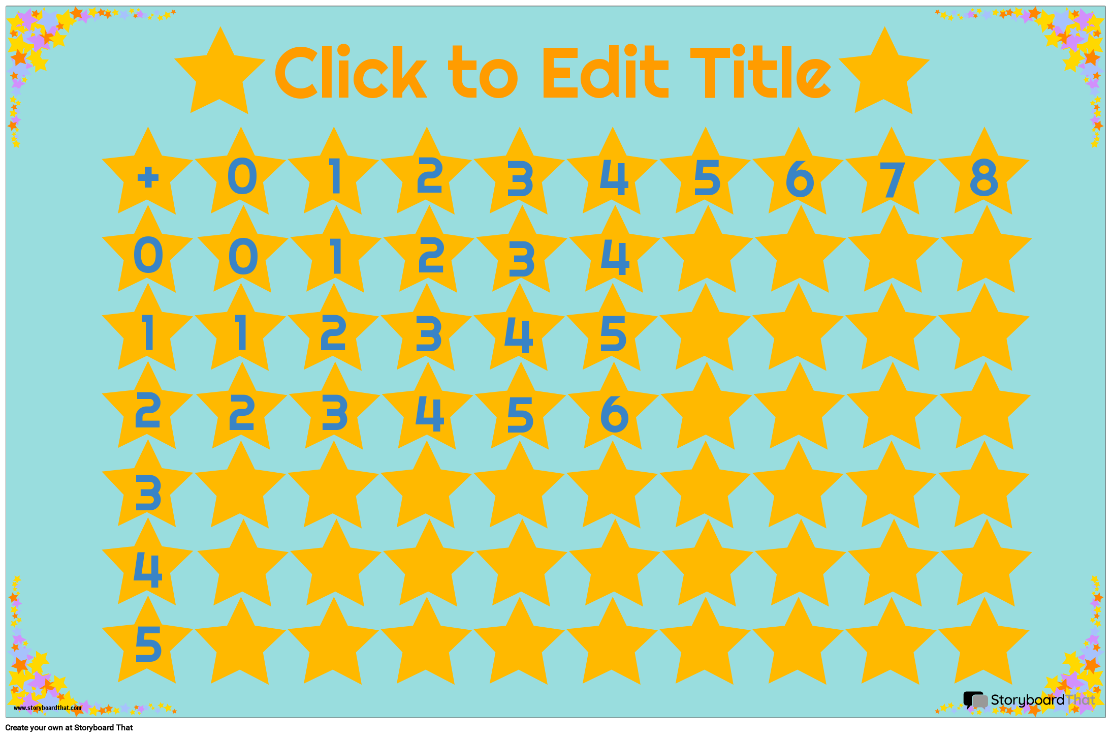 Addition Charts Poster Featuring Stars Storyboard