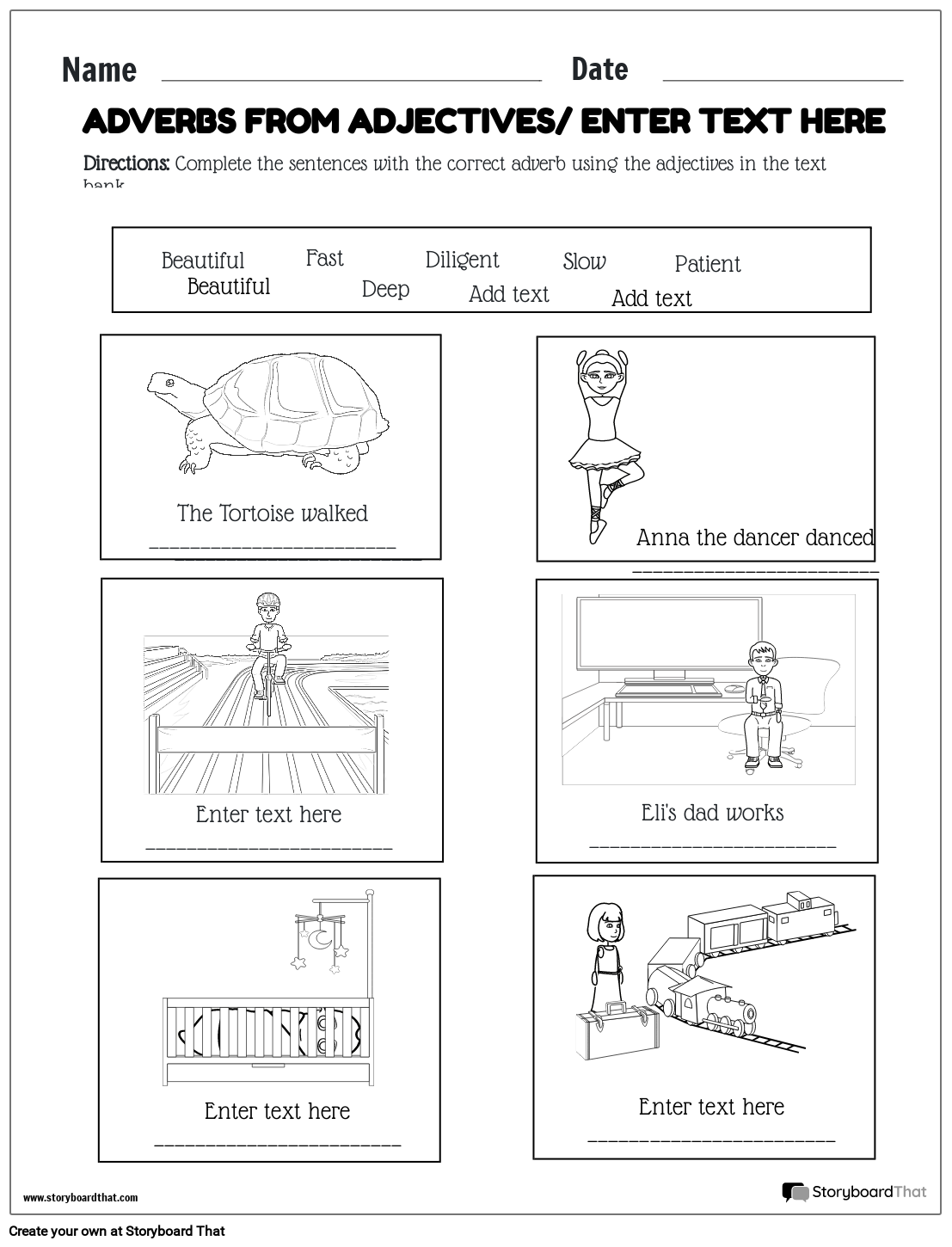 Adverb Worksheets For Kids Storyboard Por Templates