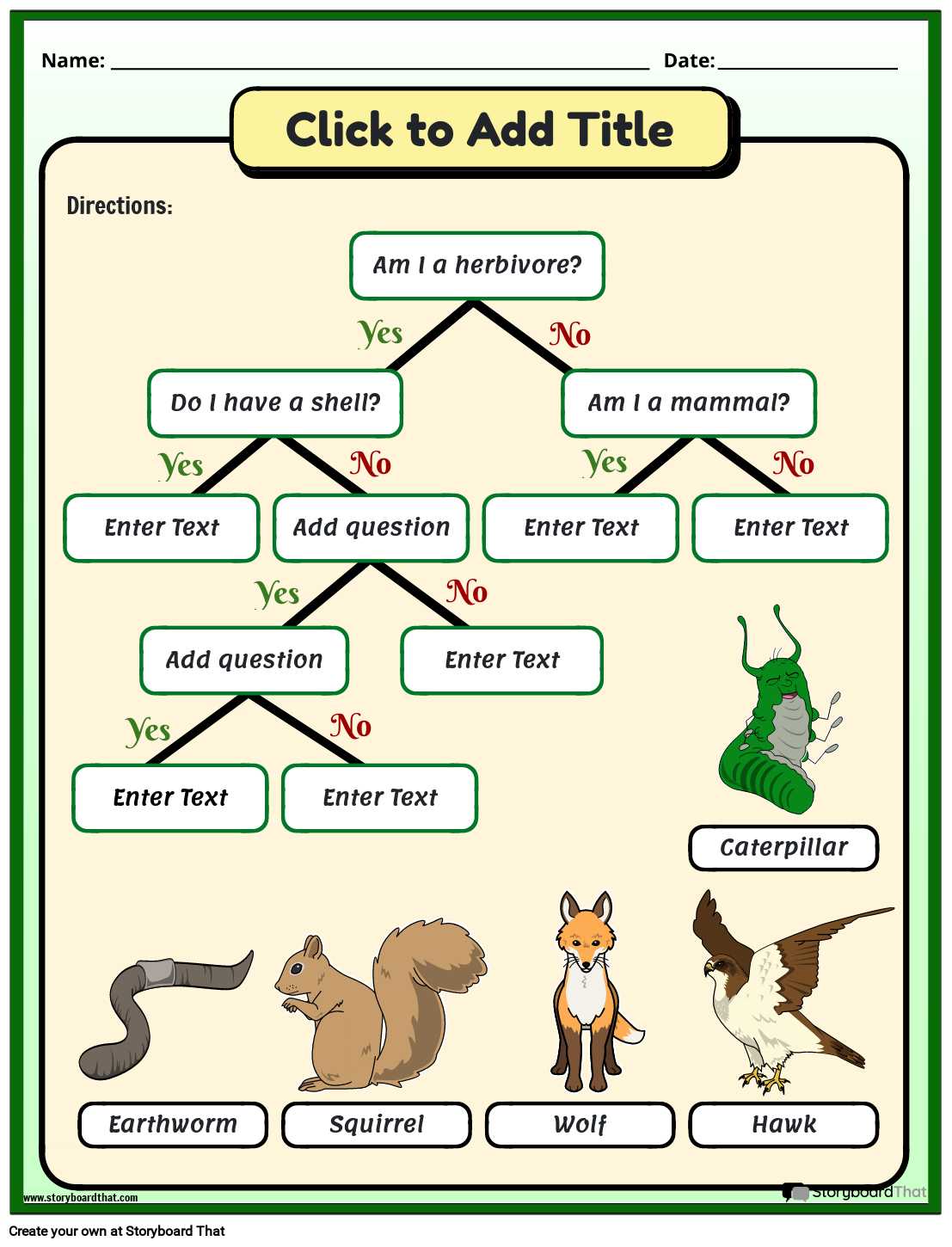 Animal Adaptations Worksheet Storyboard by templates