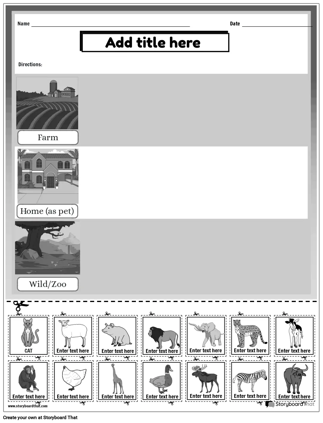 Animal Habitat Cut-and-Paste Activity Worksheet