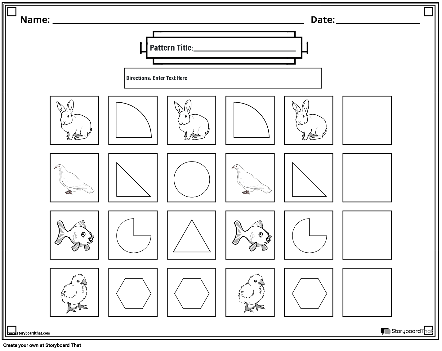 Printable Animals and Shapes Pattern Worksheet
