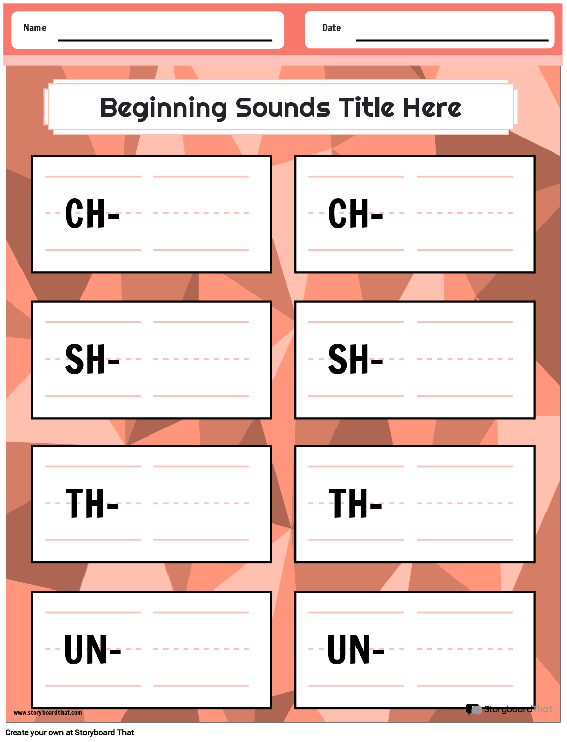 Bright Orange Themed Beginning Sounds Worksheet