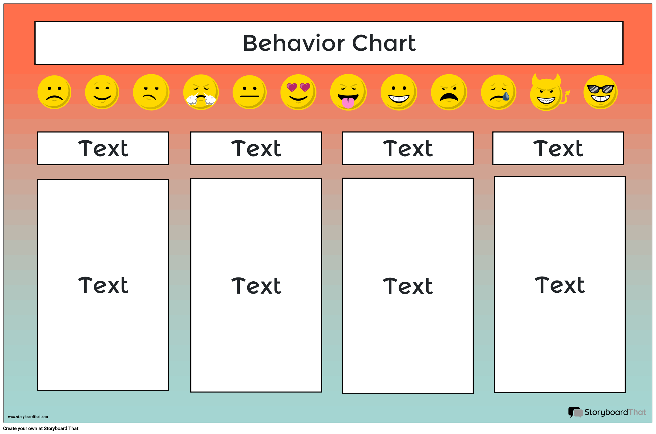 Behavior Chart with Emojis Storyboard by templates