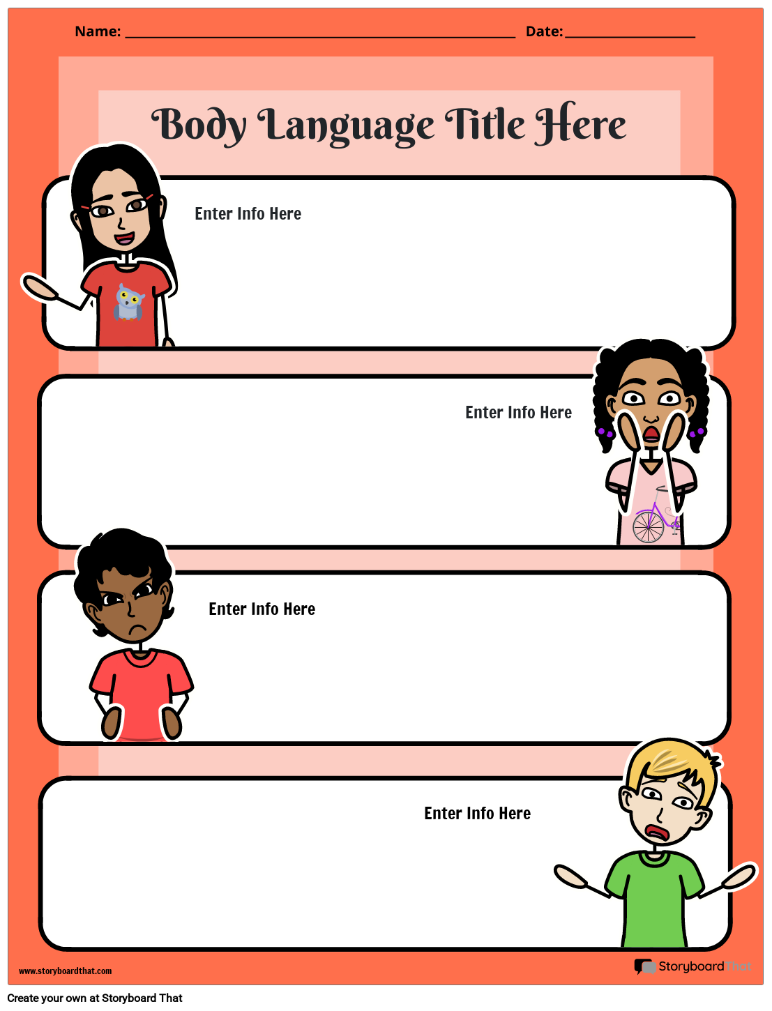 Colorful Expressions-Based Body Language Worksheet