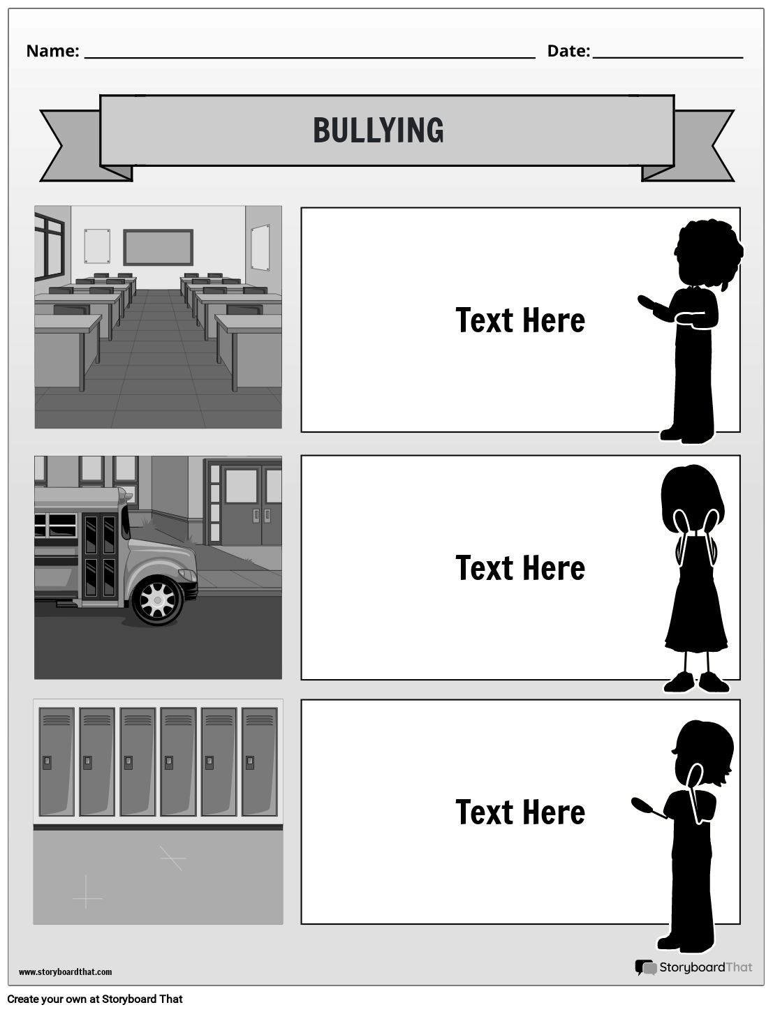 Students Themed Anti-Bullying Worksheet Design