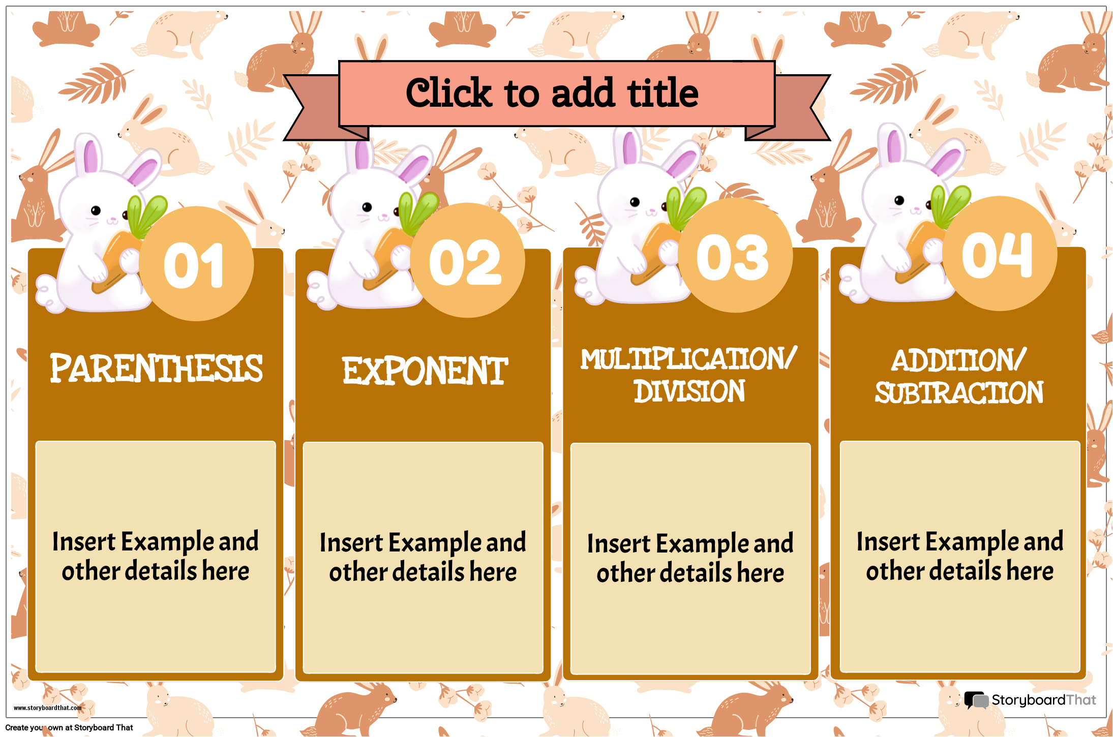 Bunny Themed Order of Operation Poster Storyboard