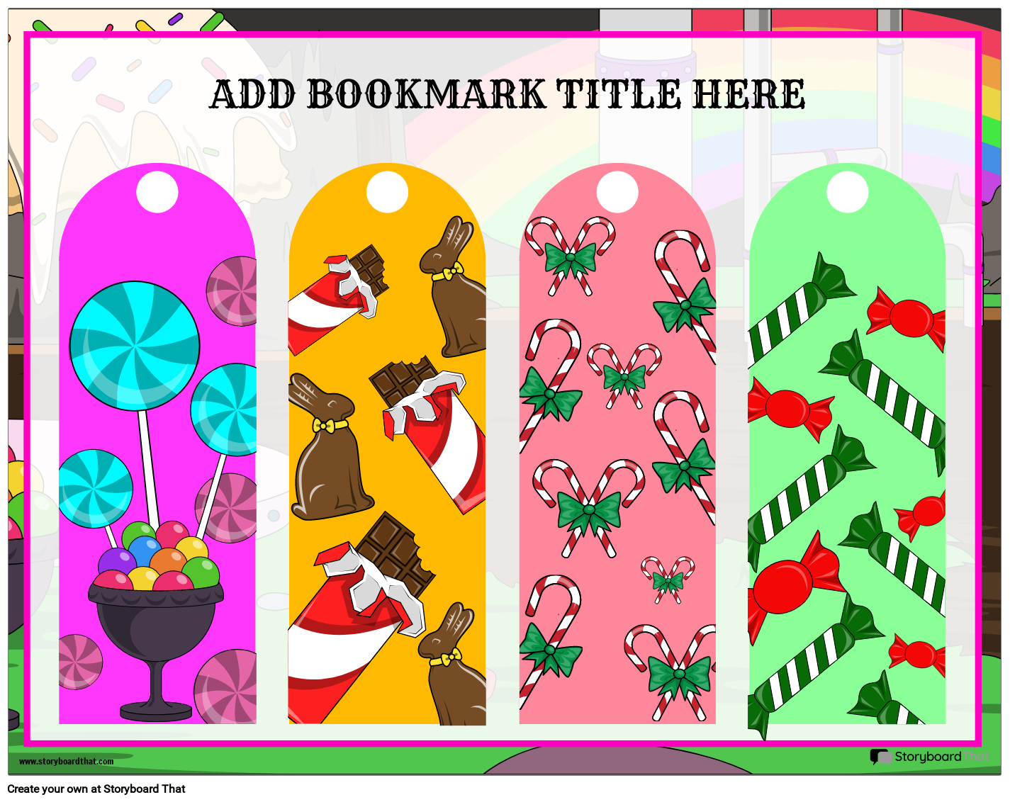 Candy-themed Bookmark Template Storyboard by templates Candy-themed Bookmark Template Storyboard by templates