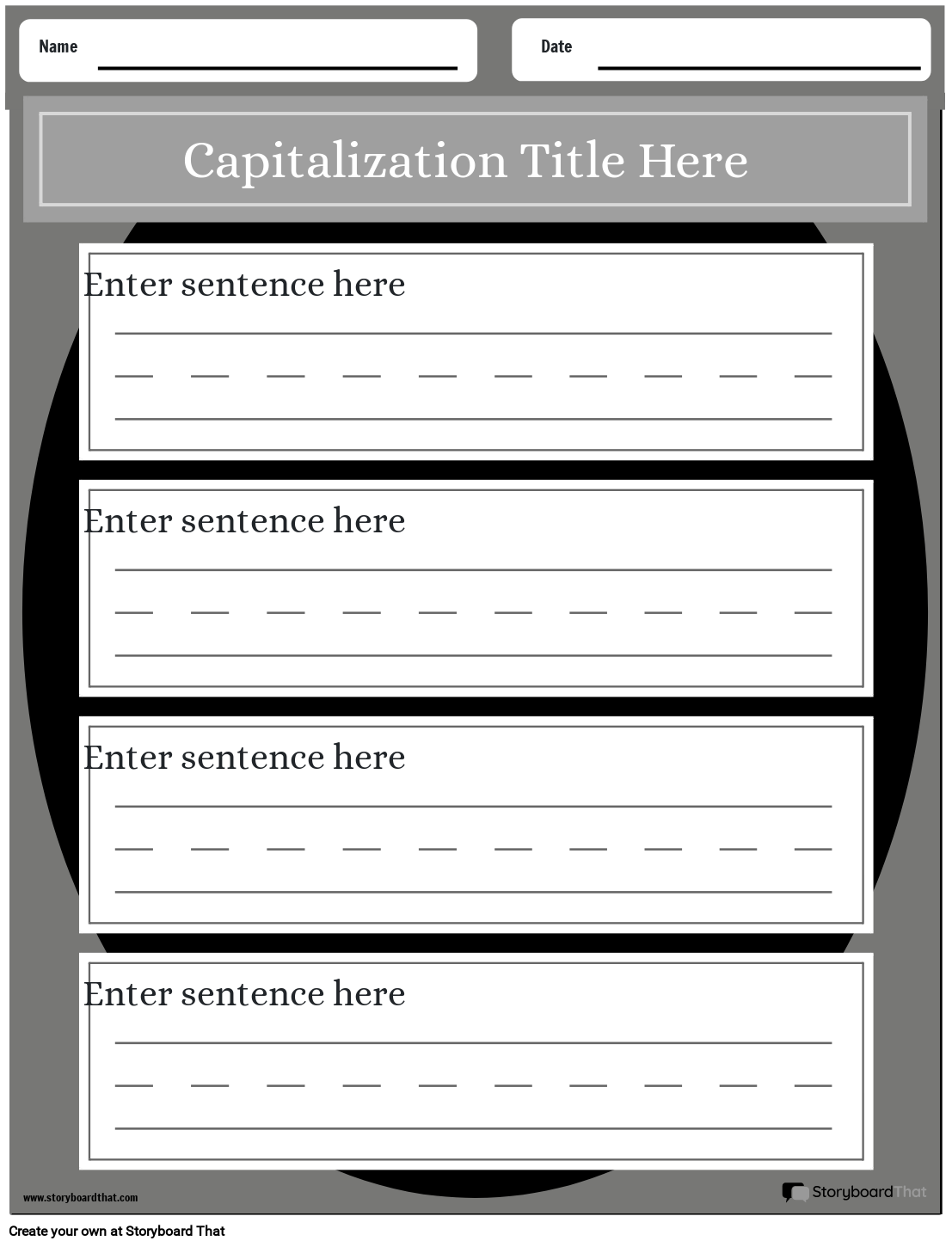 Capitalization Template with 4 Lined Boxes Storyboard