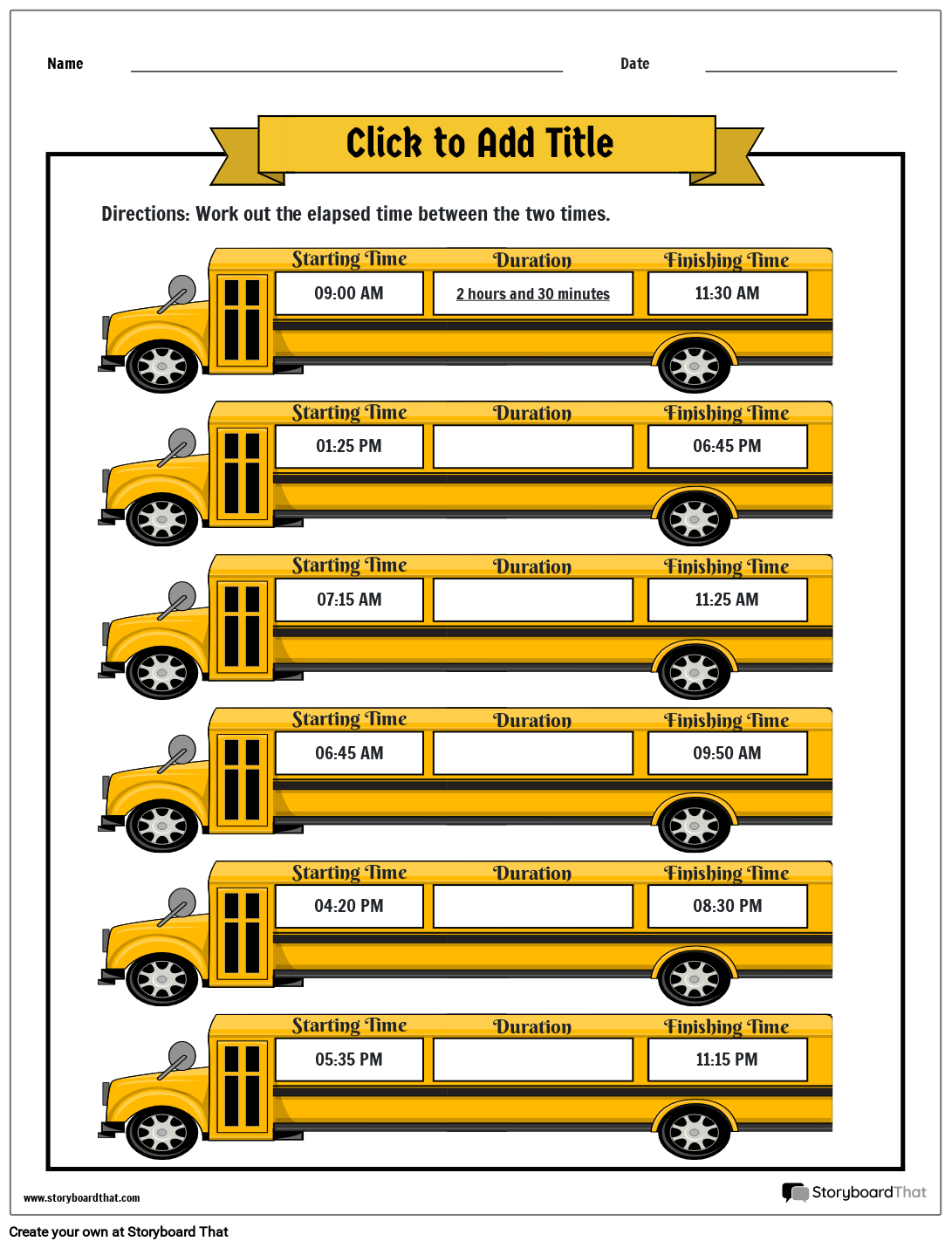 Car Themed Finding Elapsed Time Worksheet Storyboard