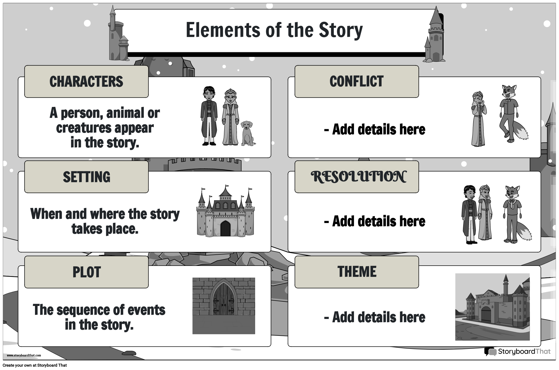 Elements of a Story Poster Featuring Snow Storyboard