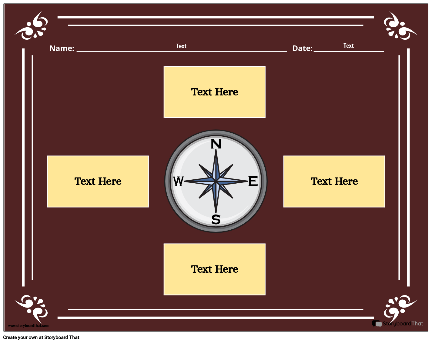 Landscape Colorful Cardinal Direction Template Guide