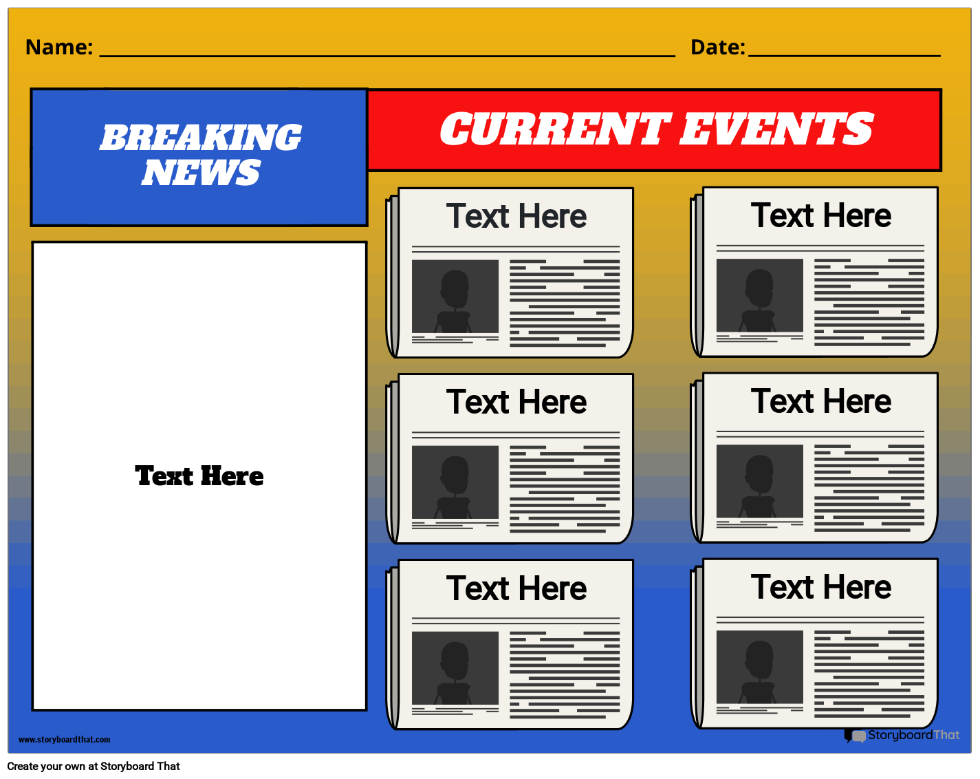 Breaking News Themed Current Events Template Storyboard