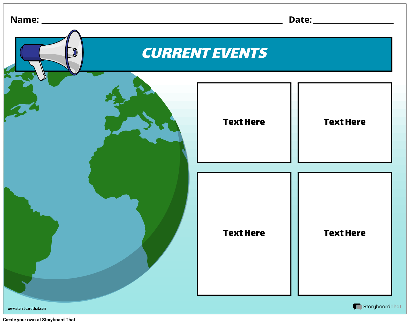 Current Events Template Featuring a Colorful Globe