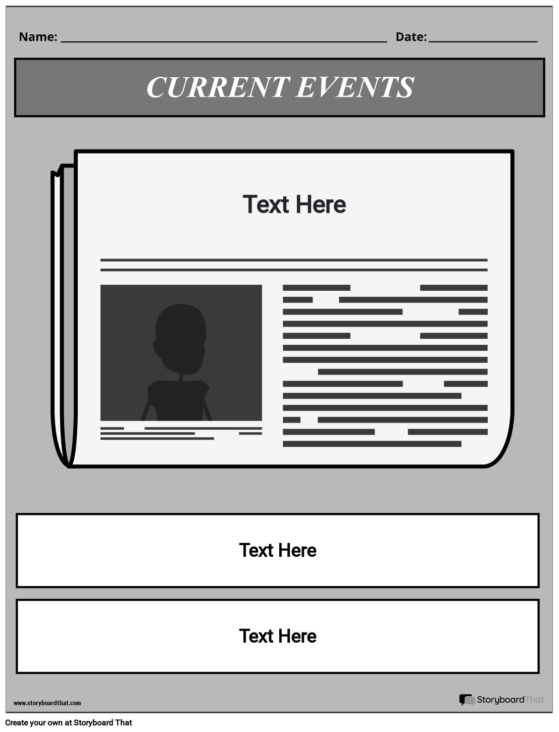 Current Events Template with a Newspaper Storyboard
