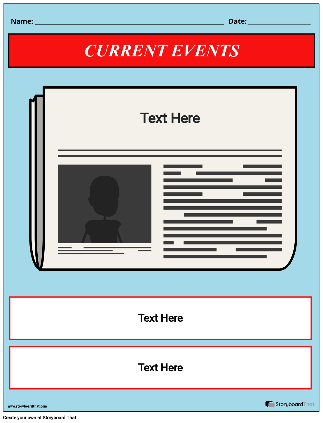 Current Events Template with a News Headline Storyboard