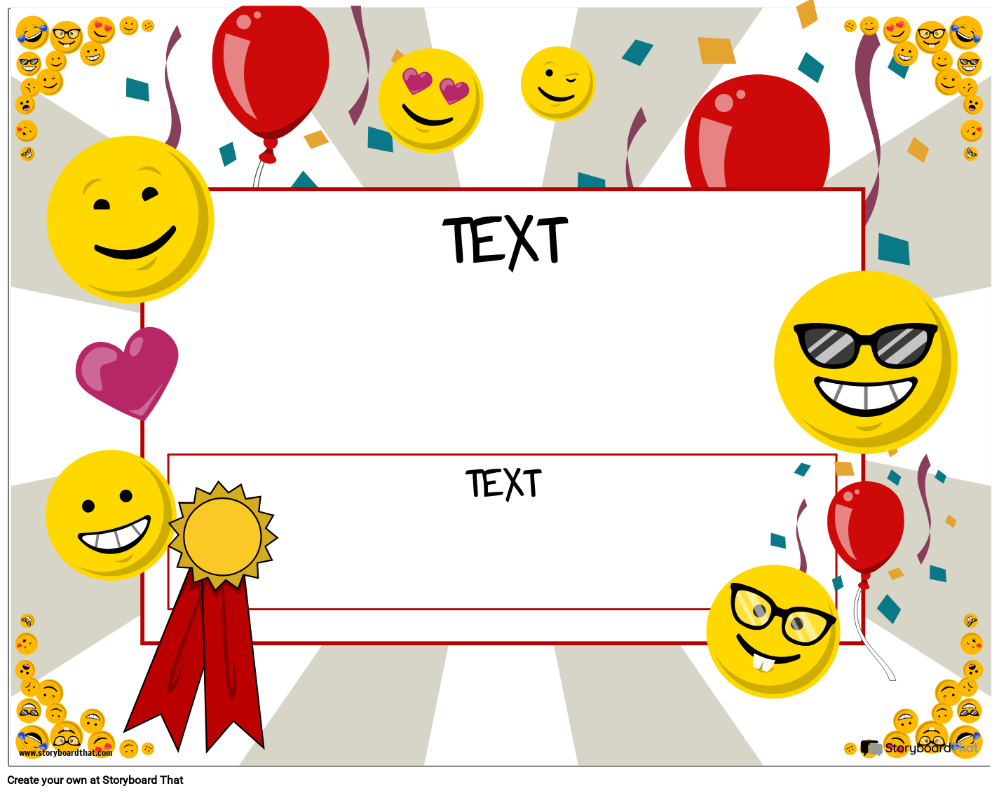 Certificate Worksheet with Emojis and Medals Storyboard