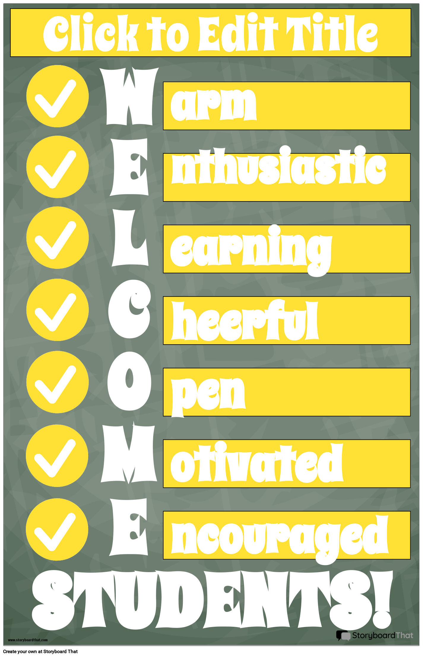 Checklist Design Welcome Poster Storyboard by templates