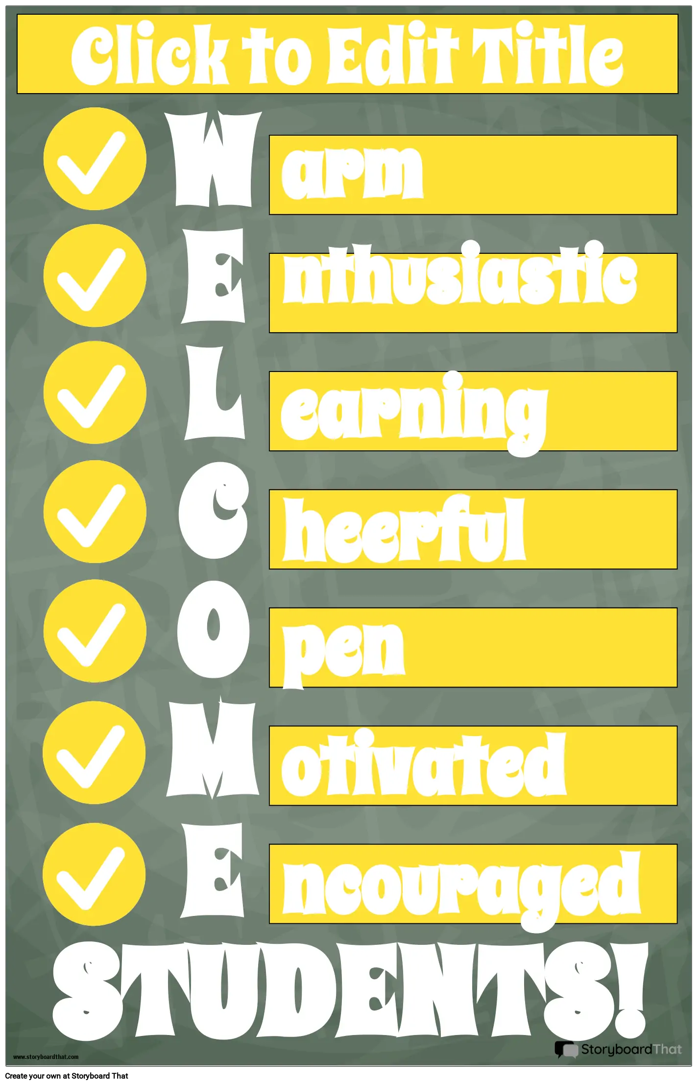 Checklist Design Welcome Poster Storyboard by templates