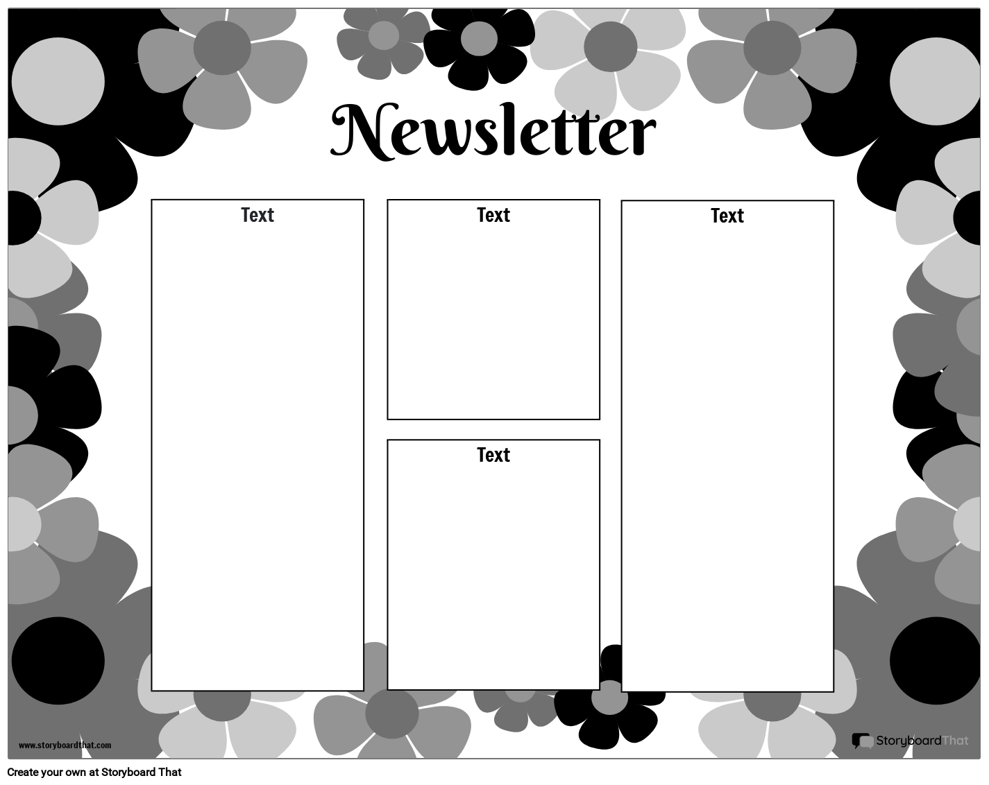 Simple Newsletter Template Featuring Flowers Storyboard