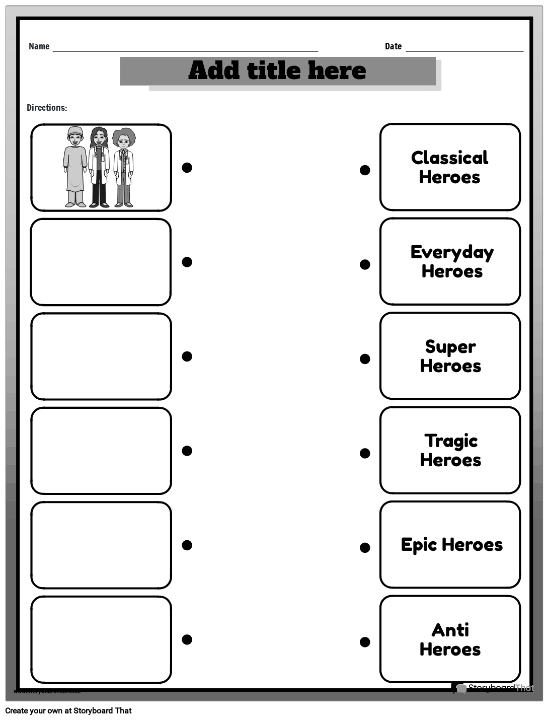 Classifying Types of Heroes Worksheet Storyboard