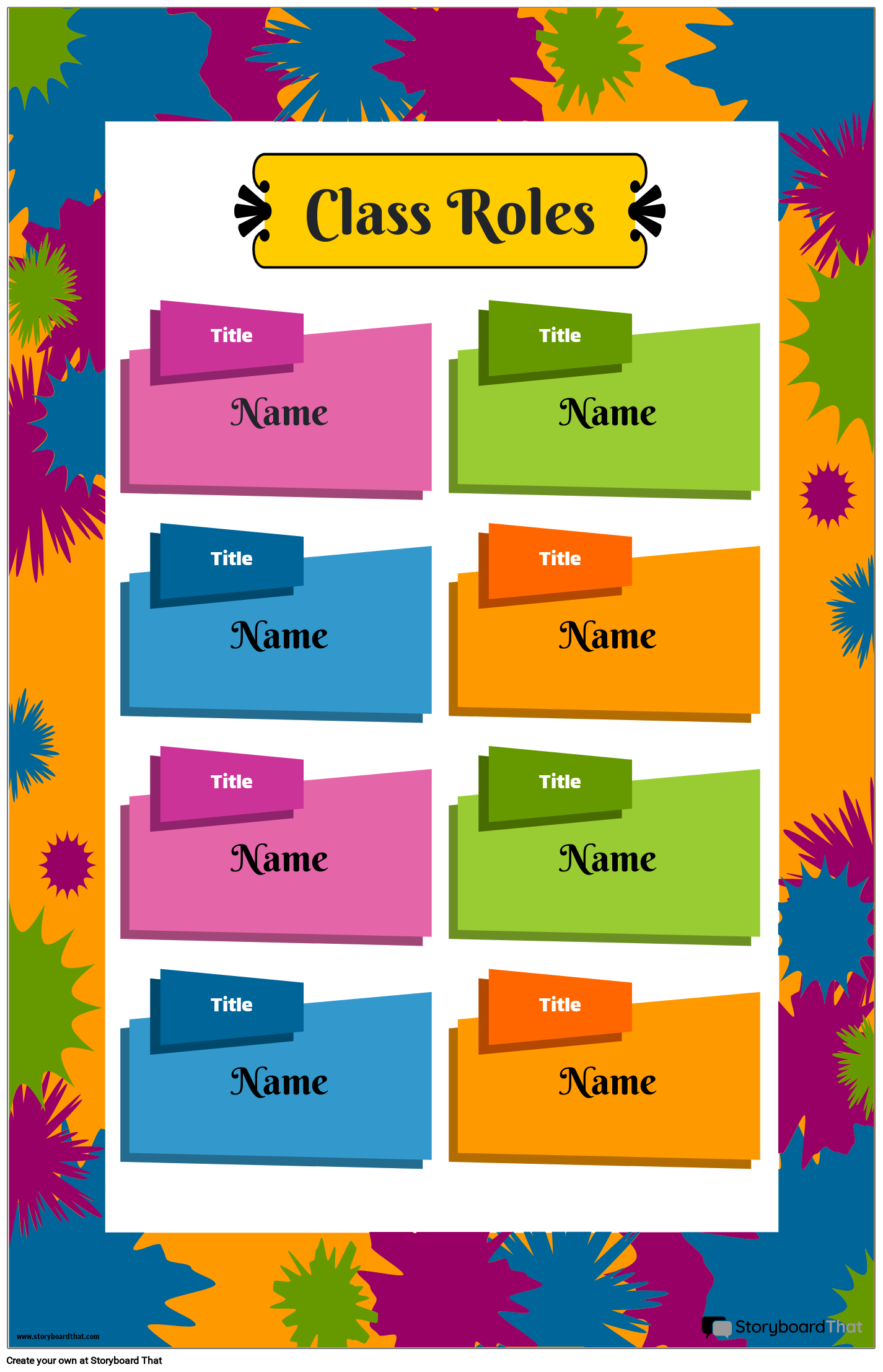 Colorful Class Rules Poster Template Storyboard