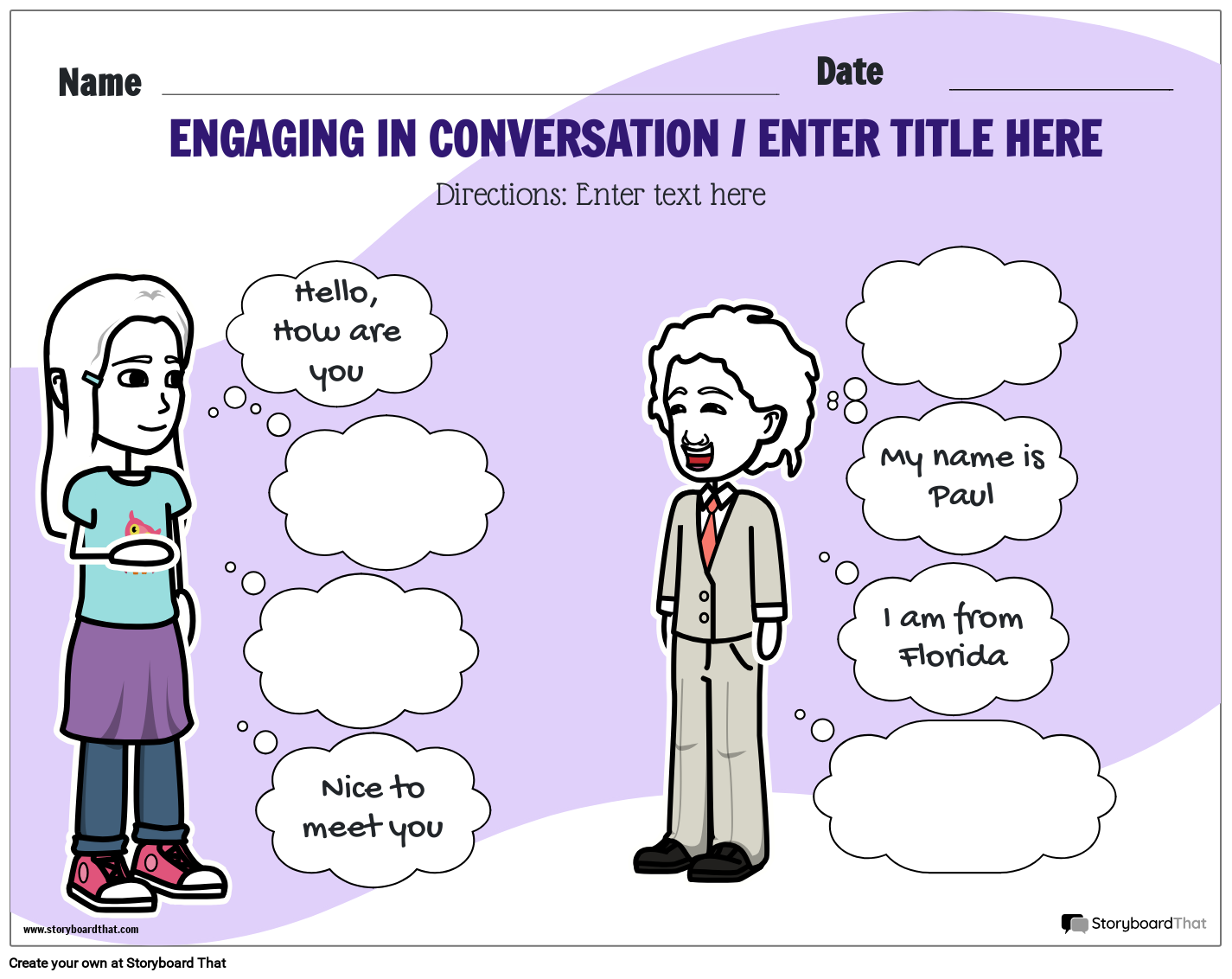 Communication Worksheet القصة المصورة من قبل Templates