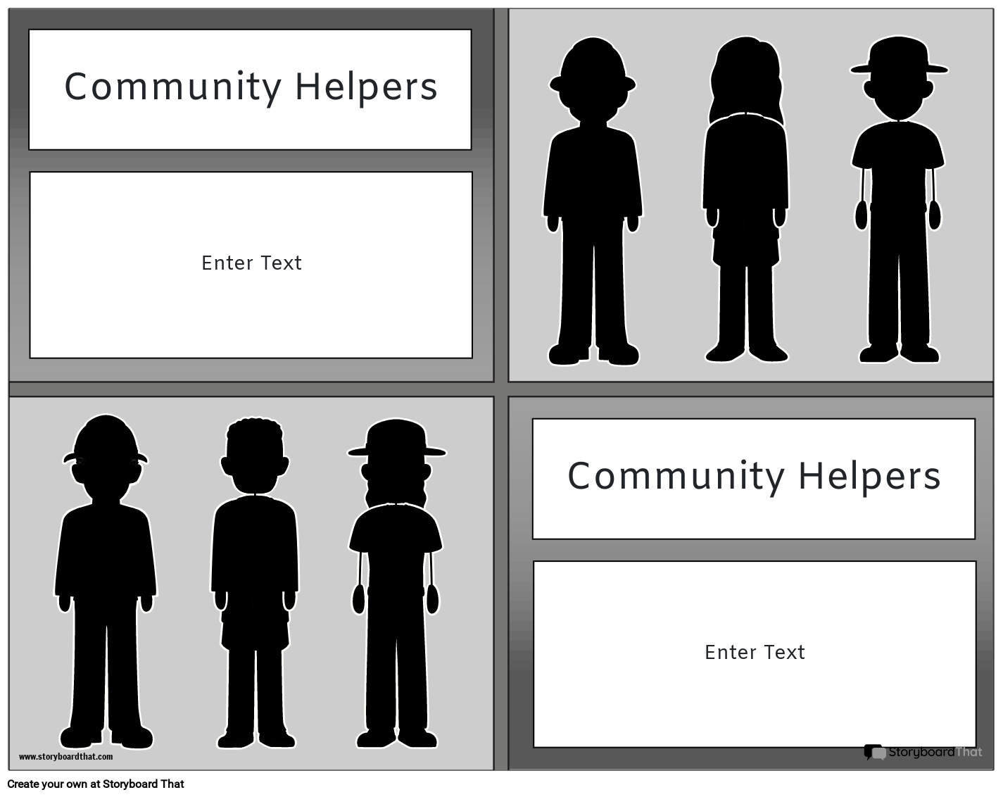 Landscape Community Helpers Worksheet with Silhouettes
