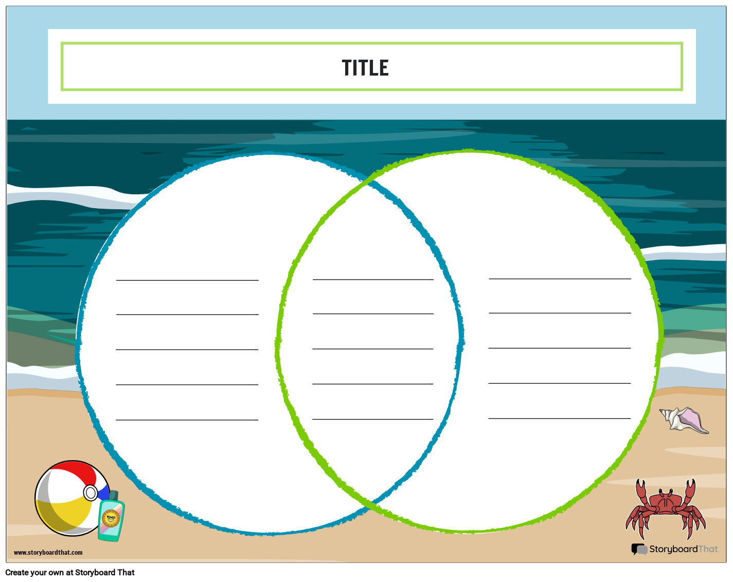 Beach Themed Compare and Contrast Worksheet Storyboard