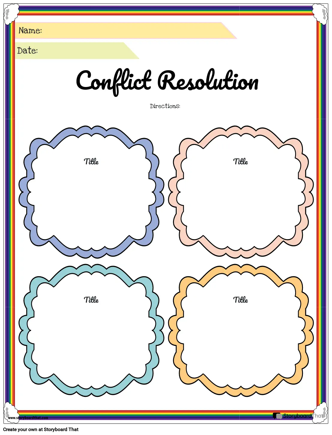 Conflict Resolution Colorful Activity Storyboard Conflict Resolution Colorful Activity Storyboard