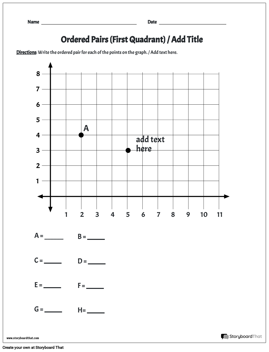 Coordinates Worksheet With Ordered Pairs BW