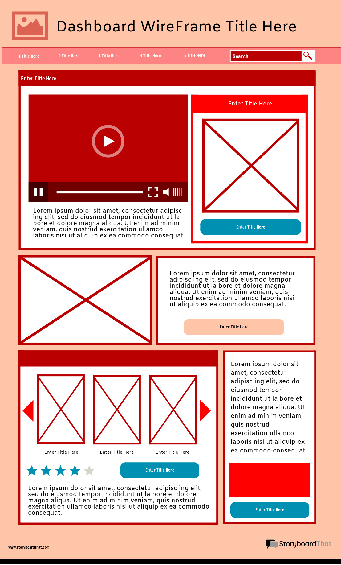Corporate Dashboard Wireframe Template 2 Storyboard