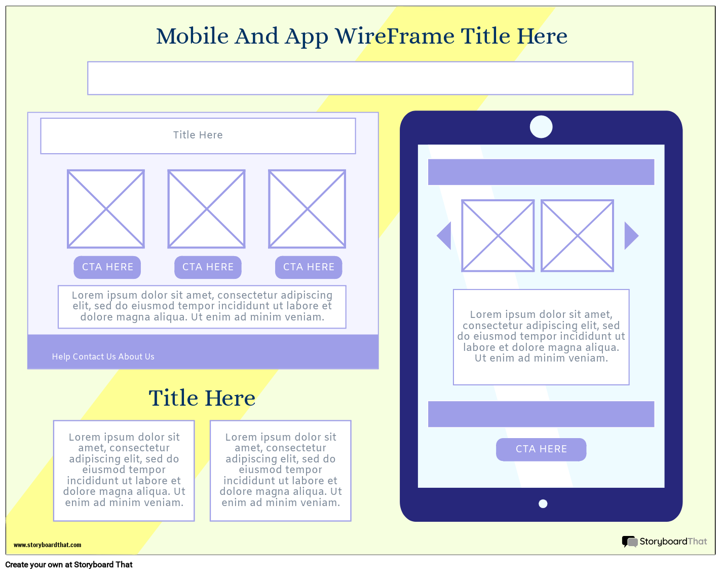 Corporate Tablet WireFrame Template 2 Storyboard
