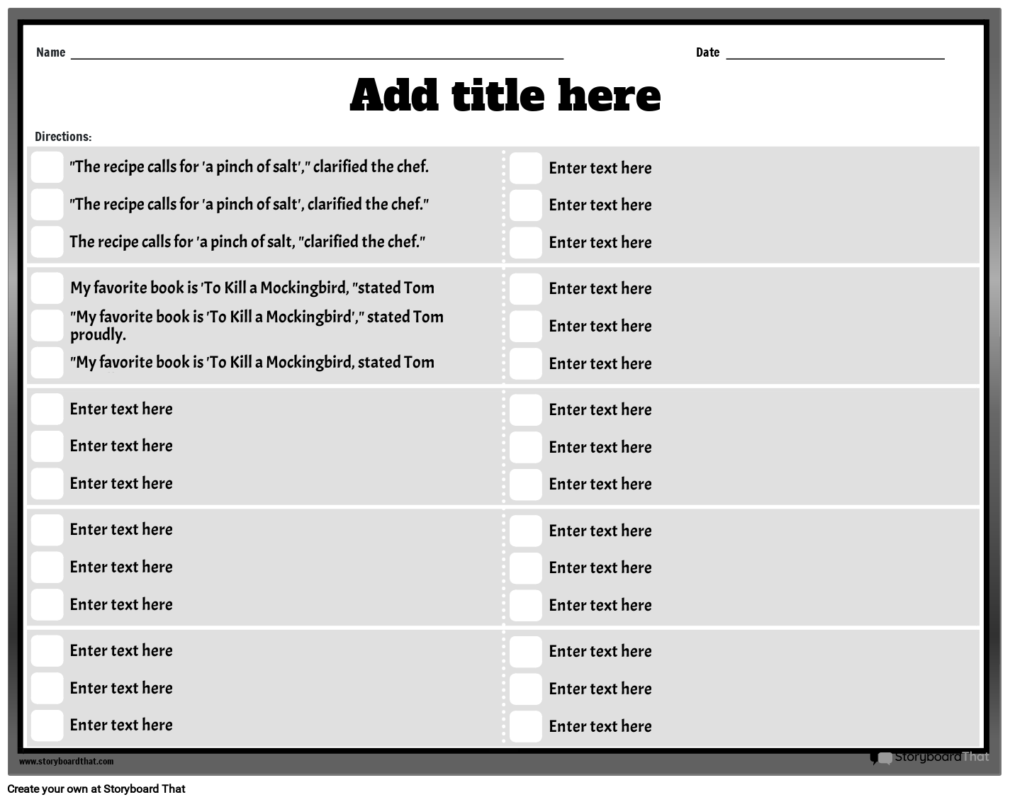 Correct Usage Practice Template Storyboard by templates