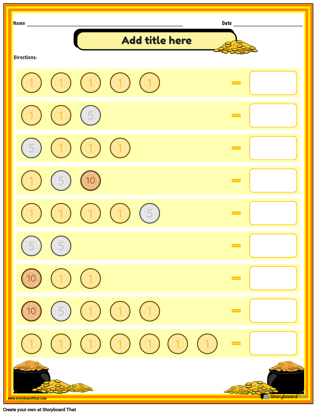 Count small numbers of coins Storyboard por templates