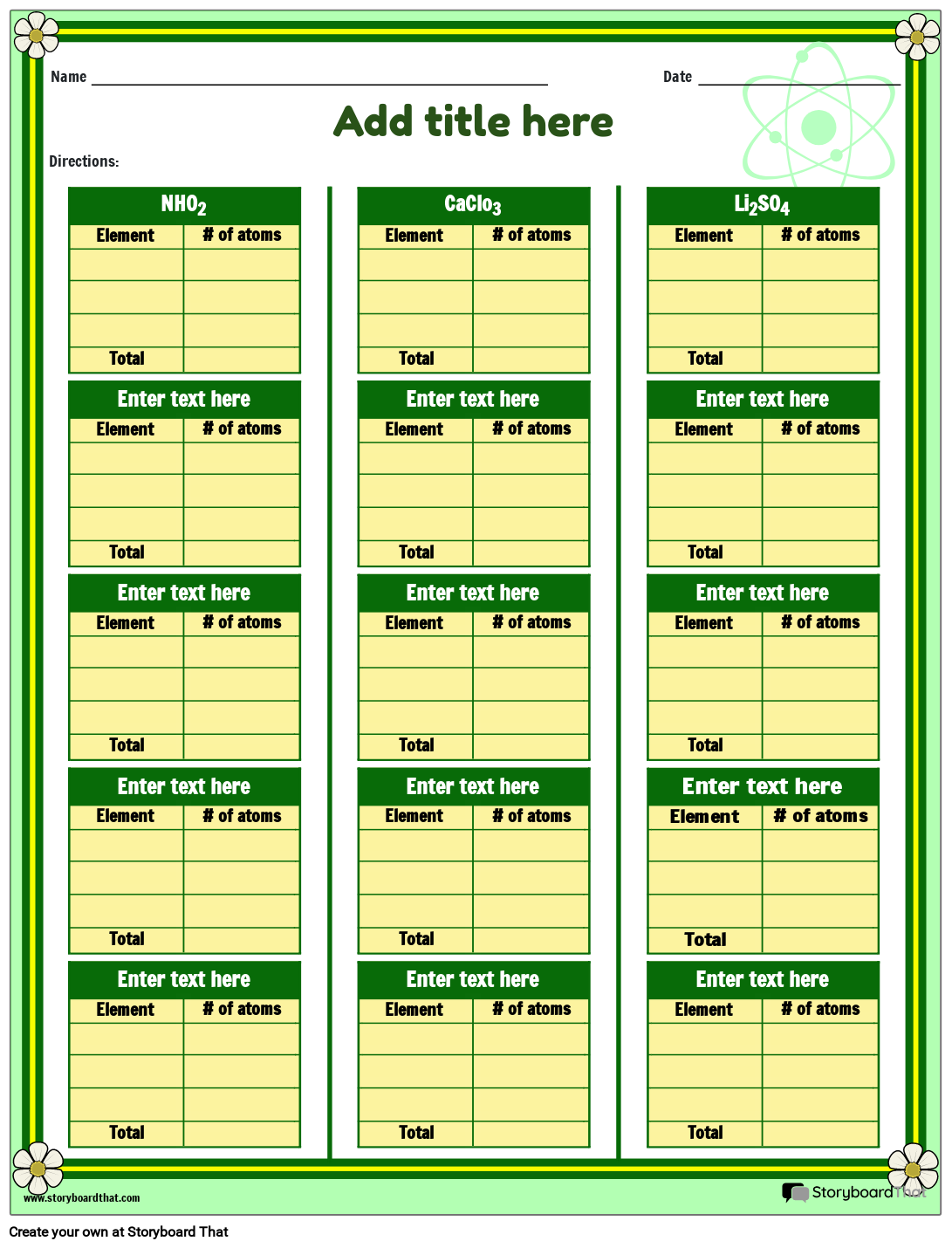 Elements Compounds With Two Or More Atoms Storyboard