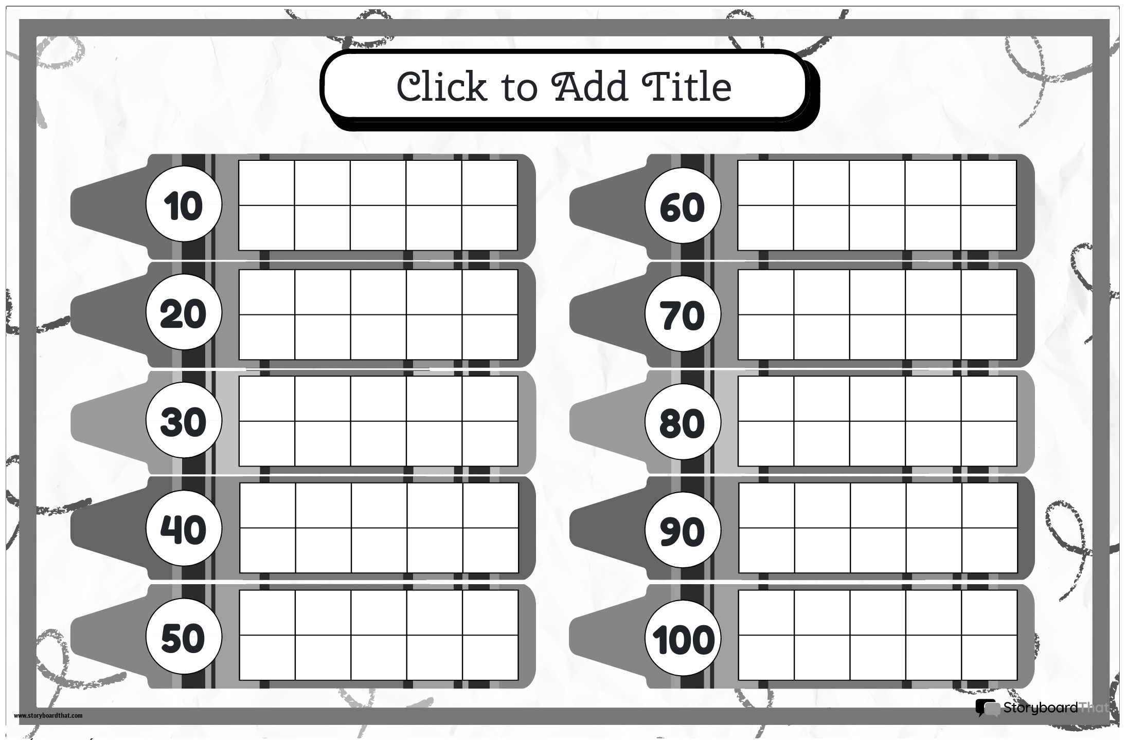 CRAYON THEMED NUMBER POSTER 1-100 Storyboard by templates