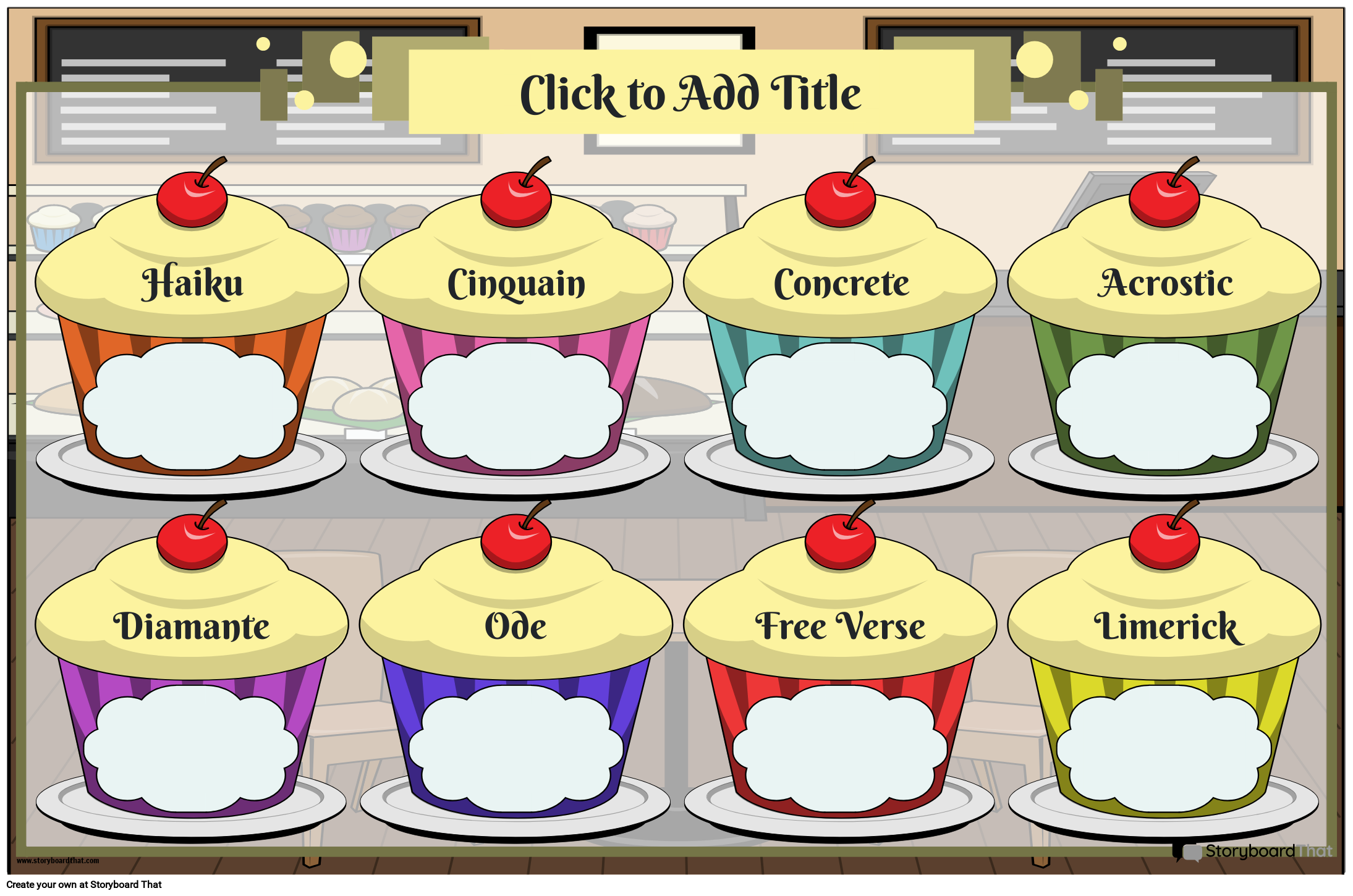 Free Printable Poetry Poster - Cupcakes Storyboard