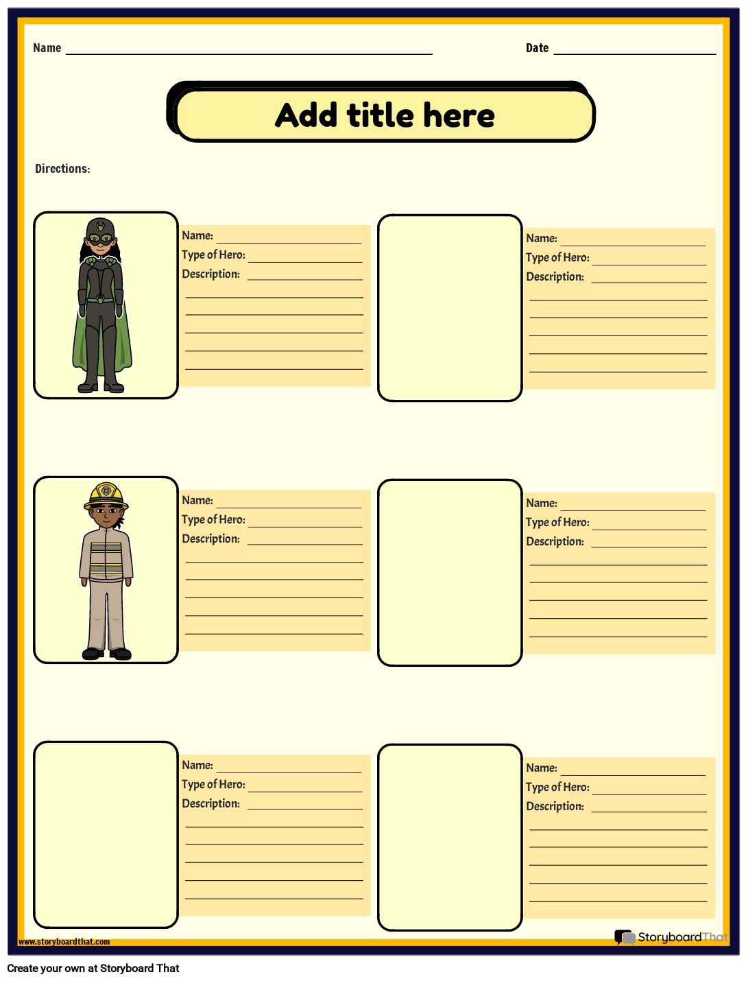 Describing Heroes Worksheet القصة المصورة من قبل Templates
