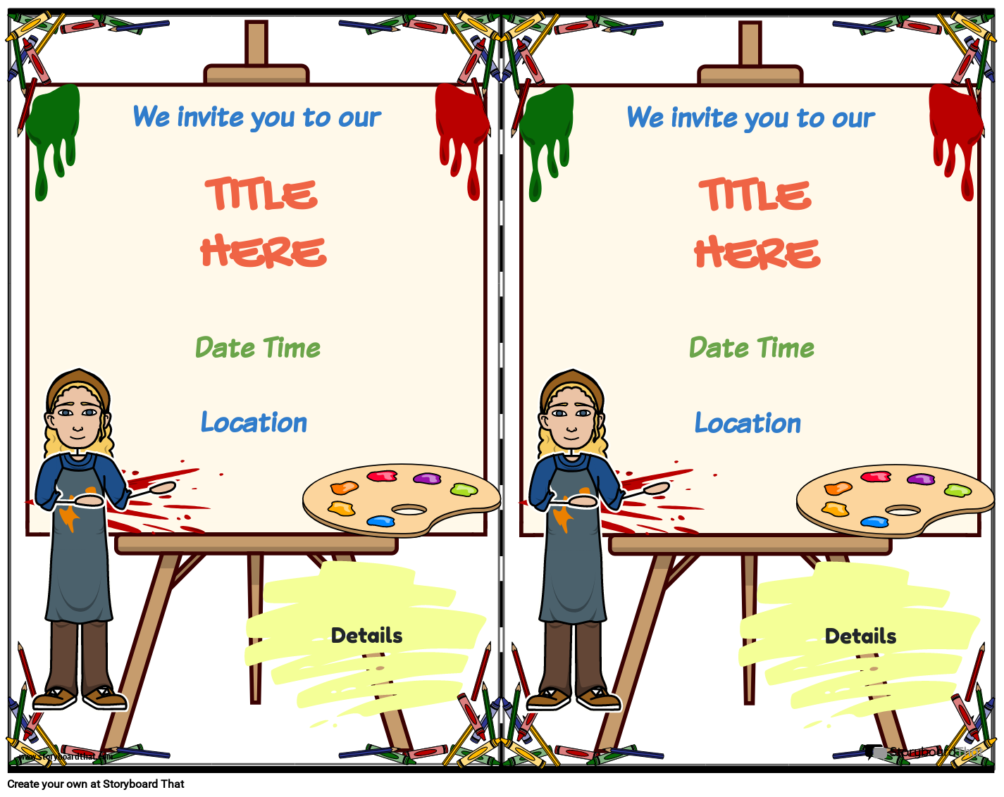 Drawing Workshop Invitation Storyboard par templates