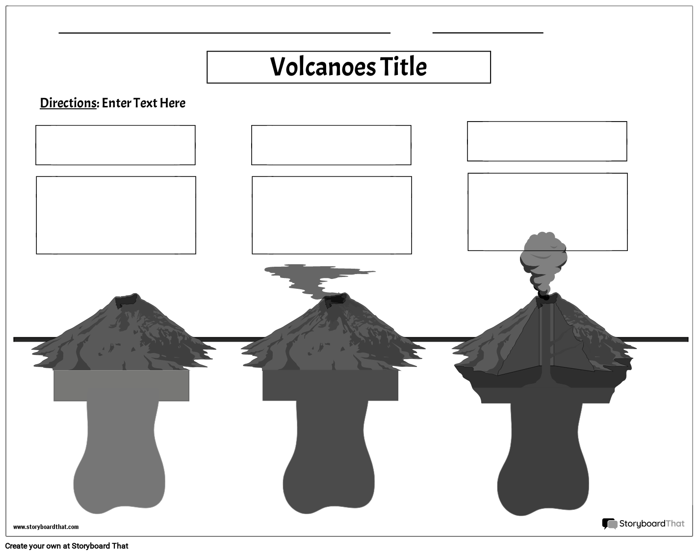 Landscape Volcano Worksheet with Different Scenarios