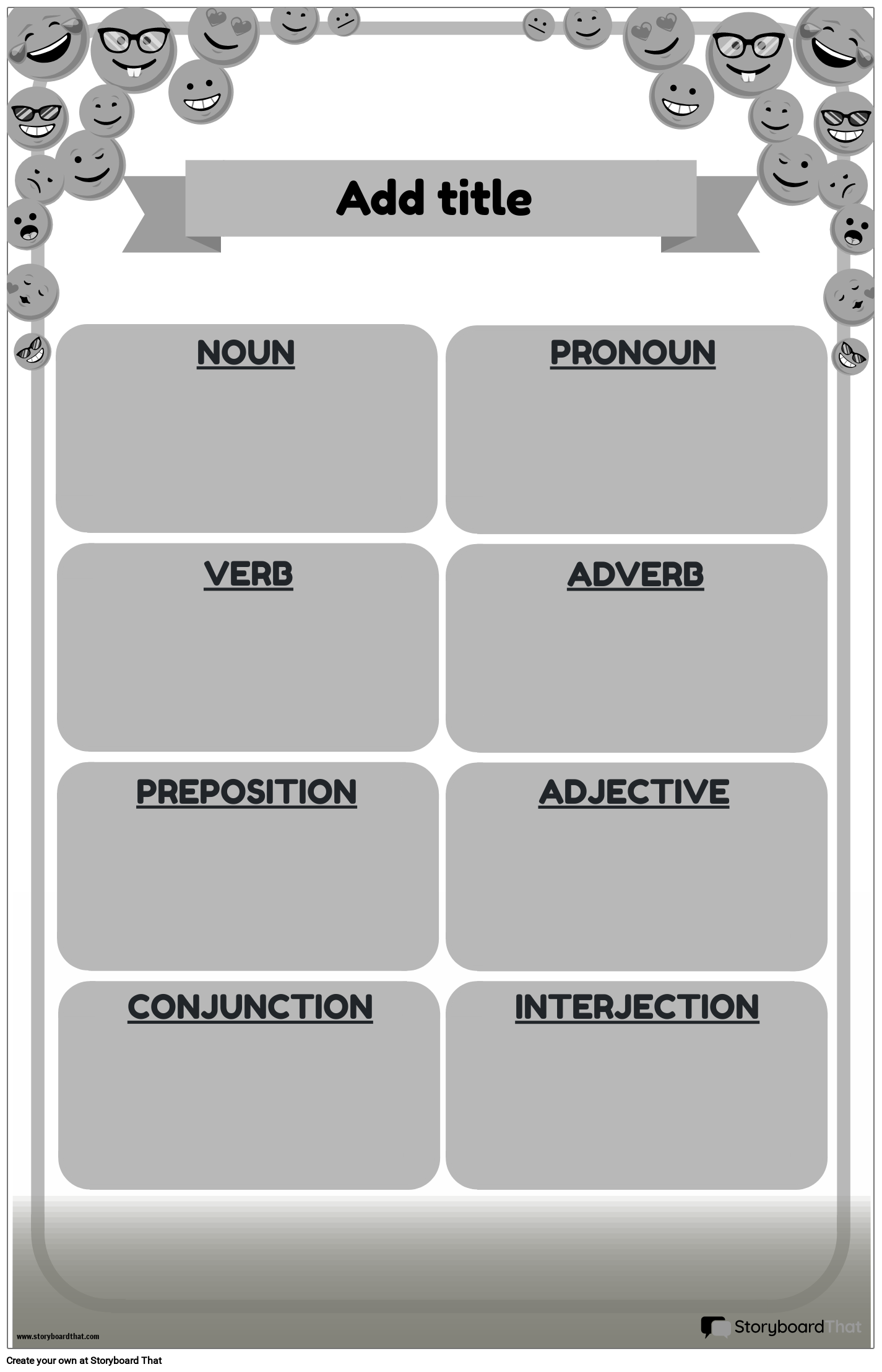 Emoji-themed Parts of Speech Poster Storyboard