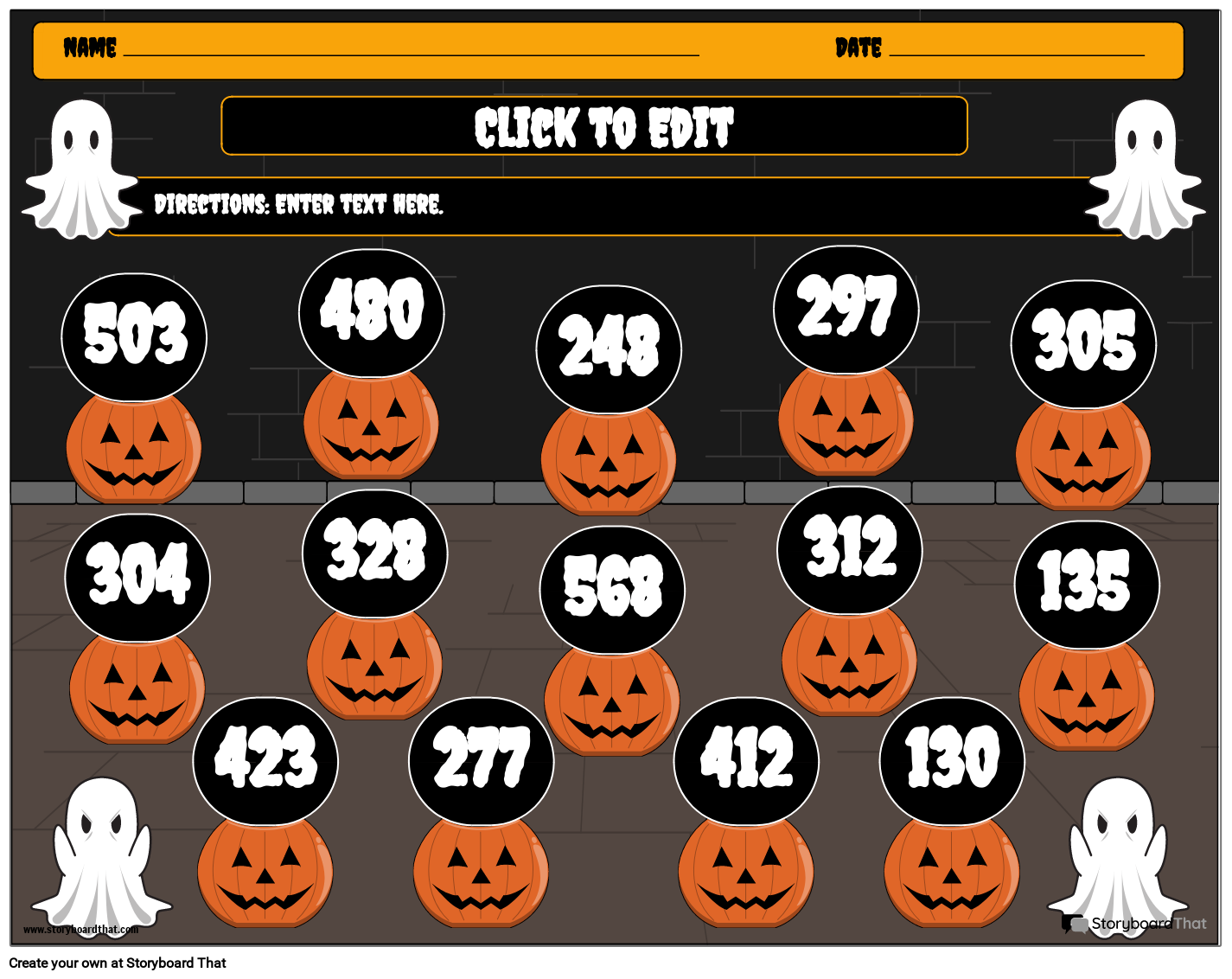 Example of a Pumpkin Even and Odd Storyboard por templates