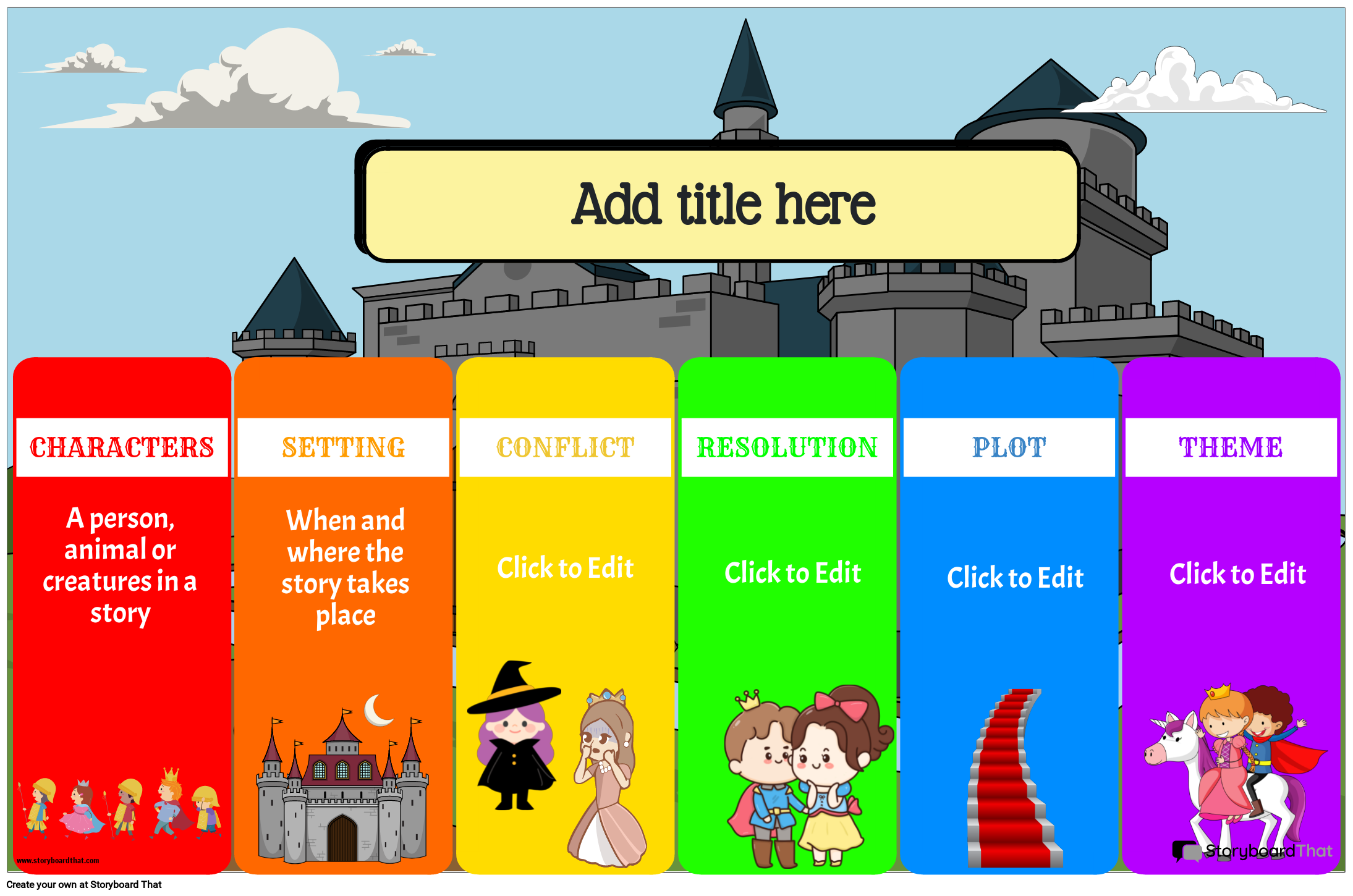 Fairytale-themed Element of Story Poster Storyboard