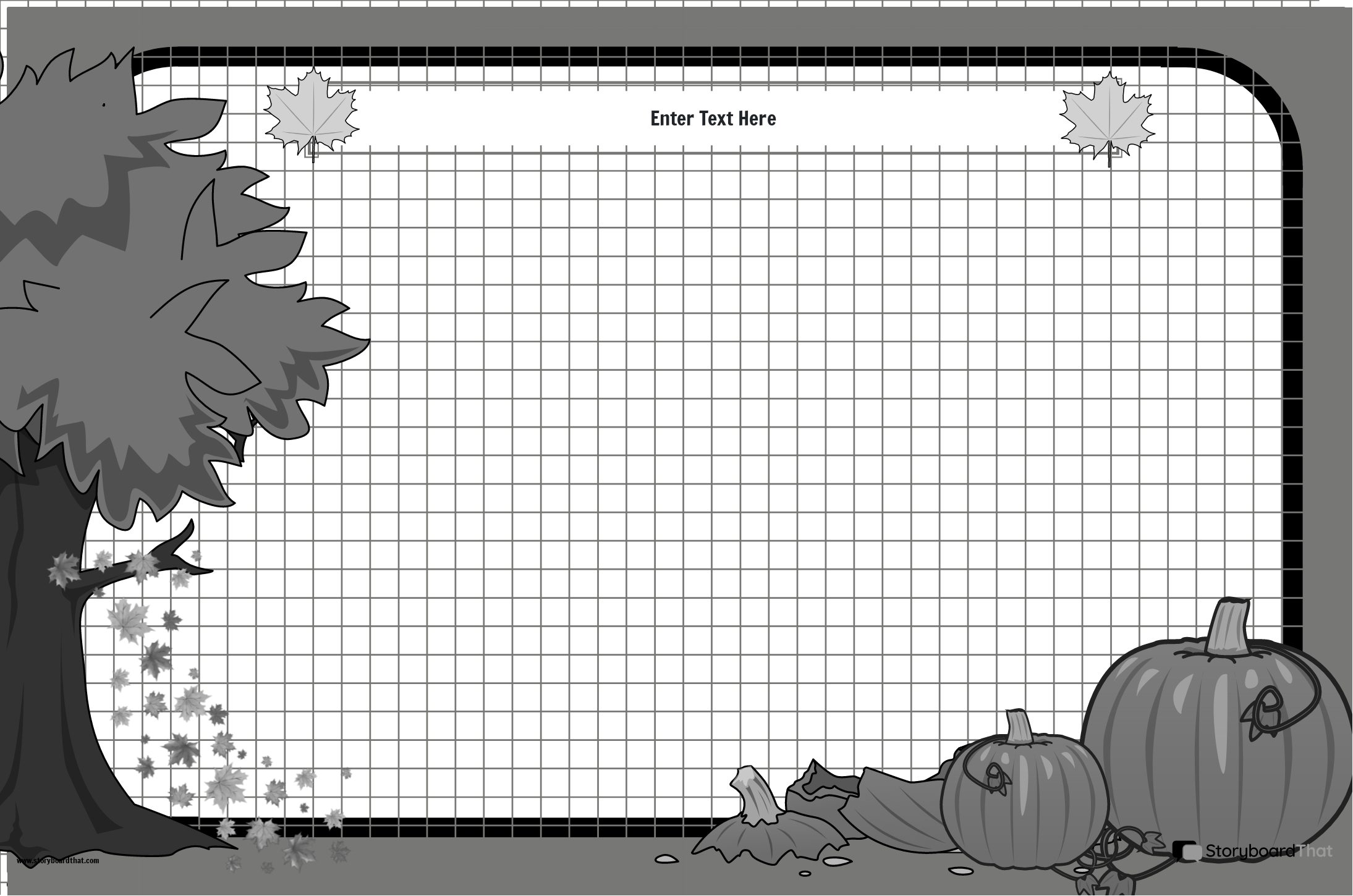 Fall Themed Graph Paper Poster Black and White
