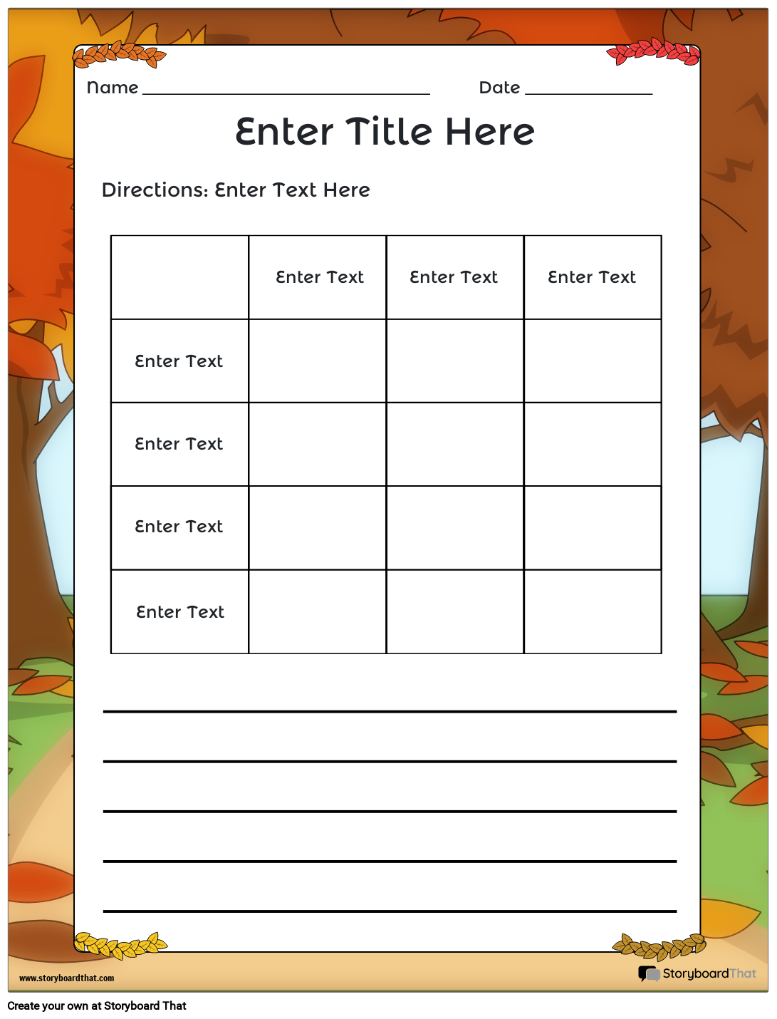 Fall Themed Logic Problem Worksheet Storyboard