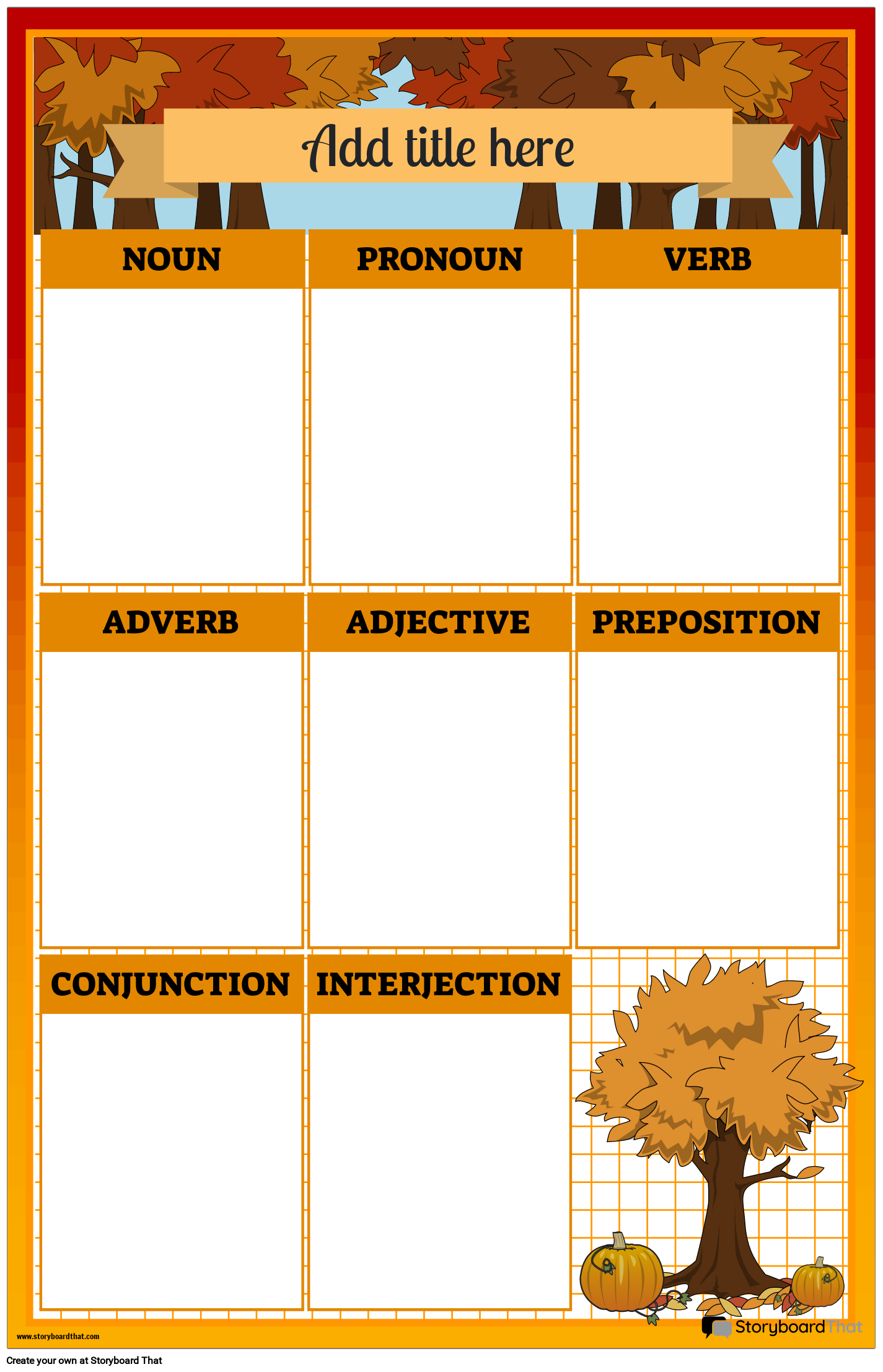 Fall-themed Parts of Speech Poster Storyboard par templates