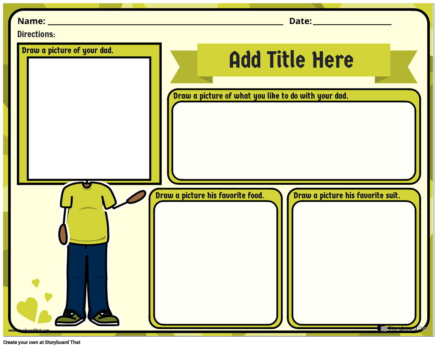 Father's Day Drawing Activities Worksheet Storyboard