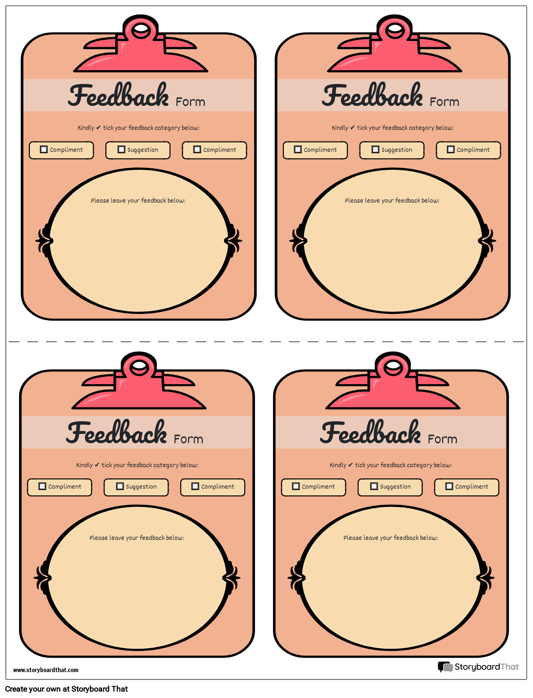 Clipboard-Themed Feedback Slip Template Design