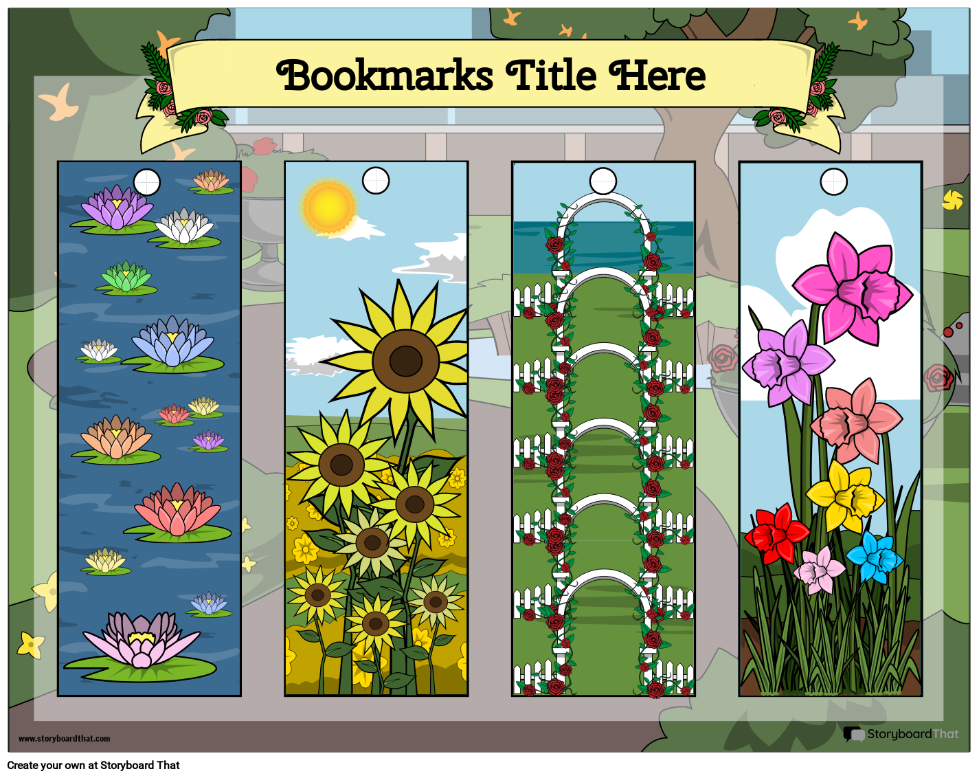 Floral Themed Bookmark Storyboard by templates