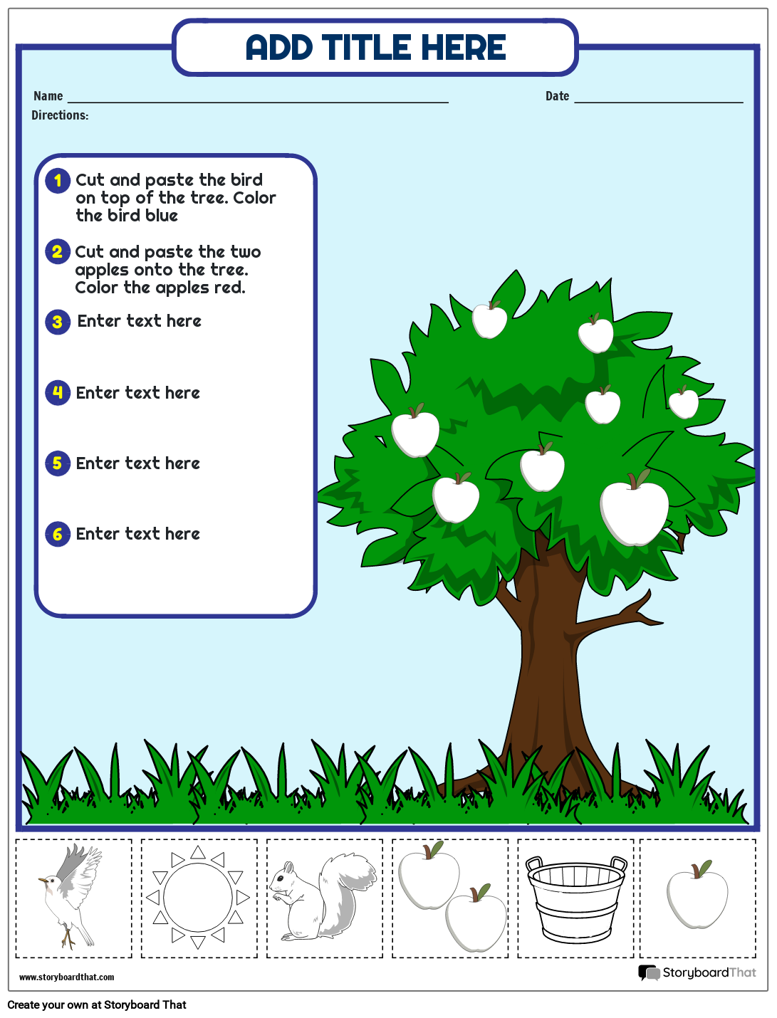 Following Directions with Positional Words Storyboard